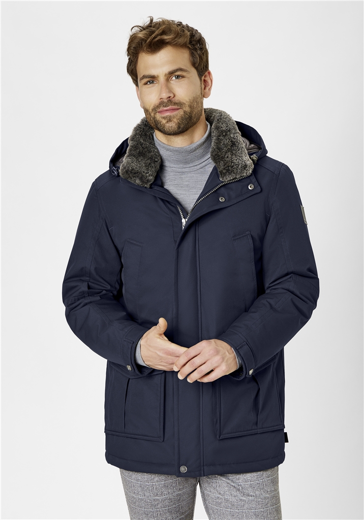 Redpoint grote maat parka winterjas donkerblauw met capuchon
