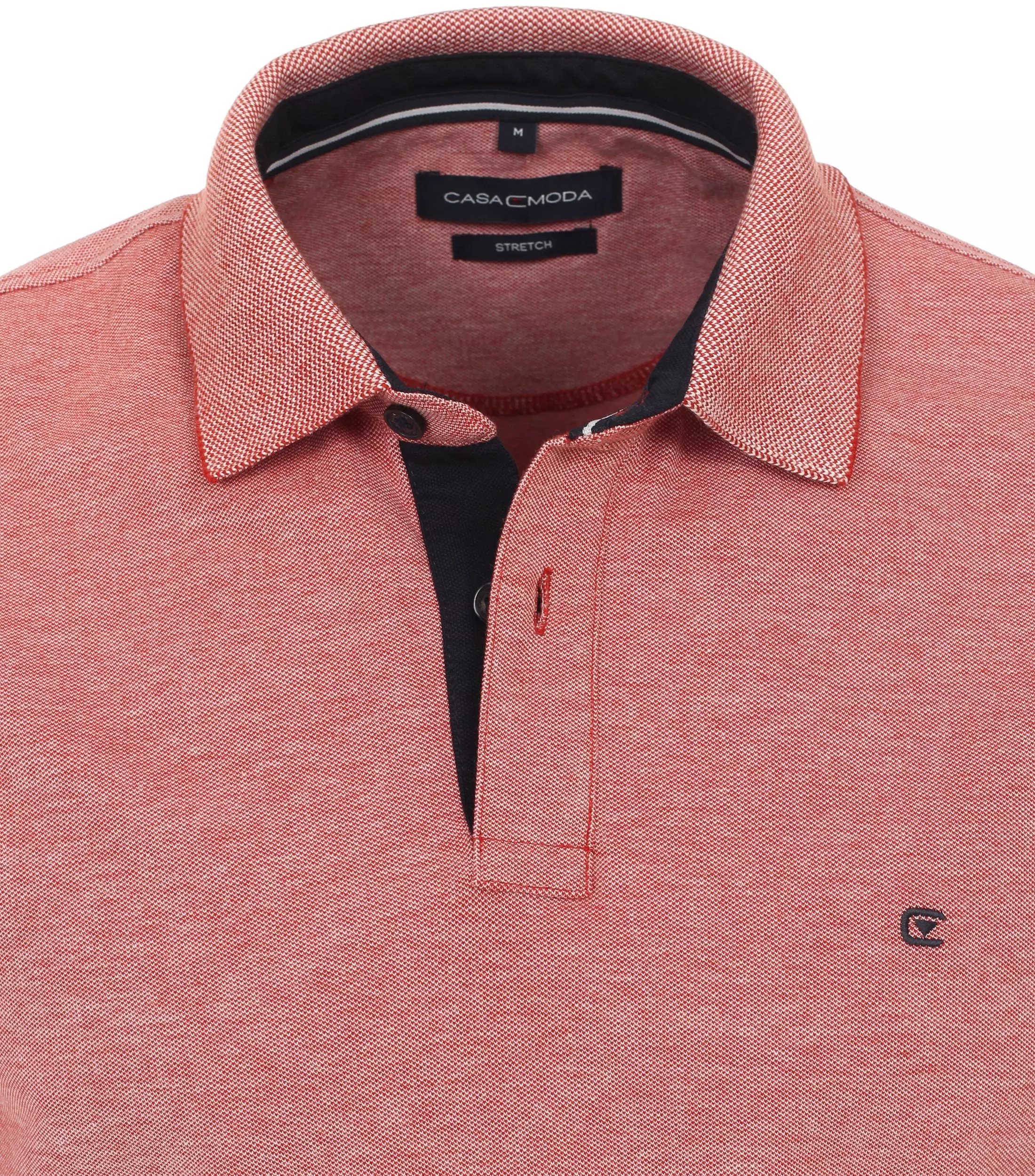 Casa Moda grote maat poloshirt rood gemêleerd stretch