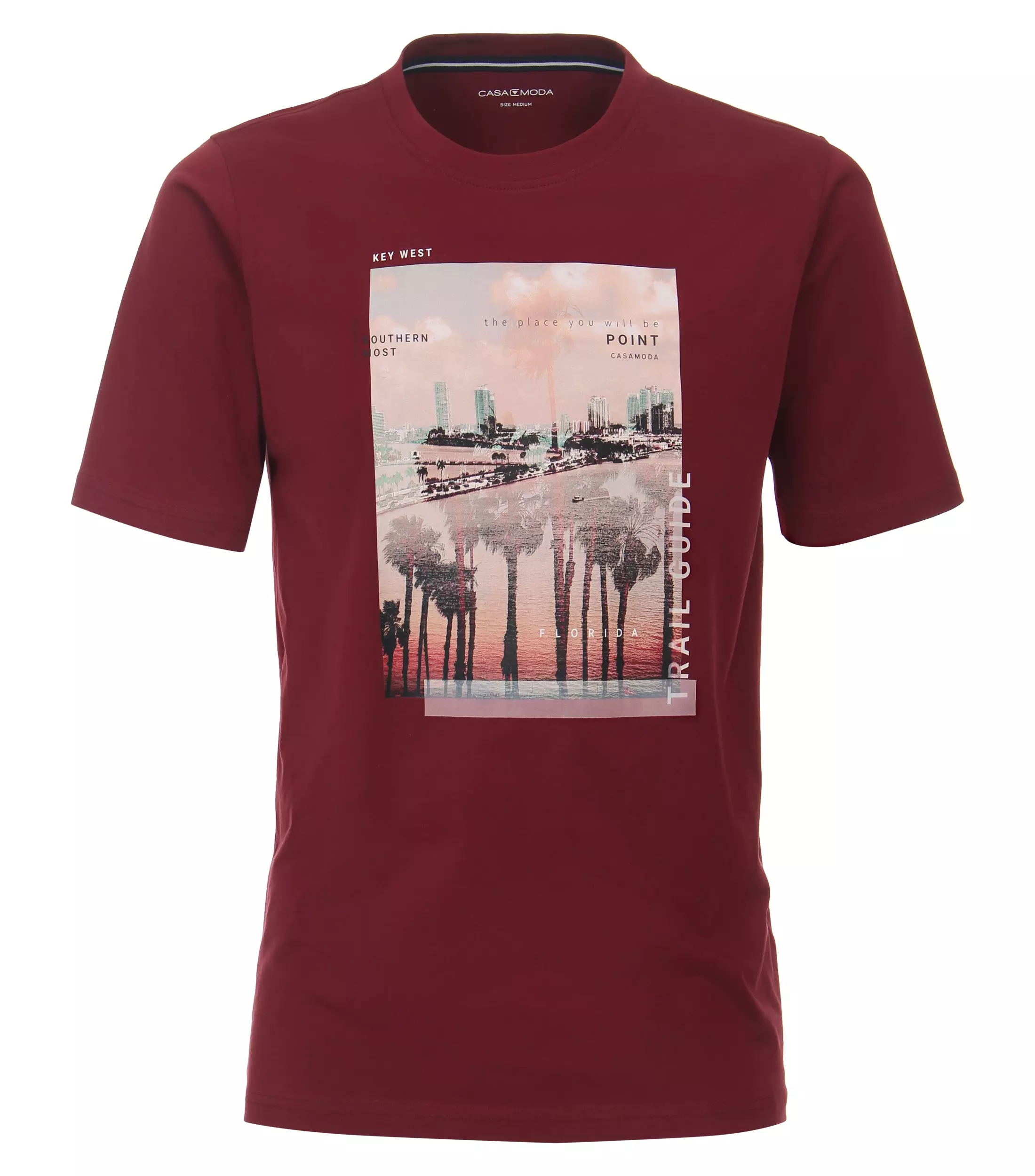 Casa Moda t-shirt grote maat donkerrood Florida Key West