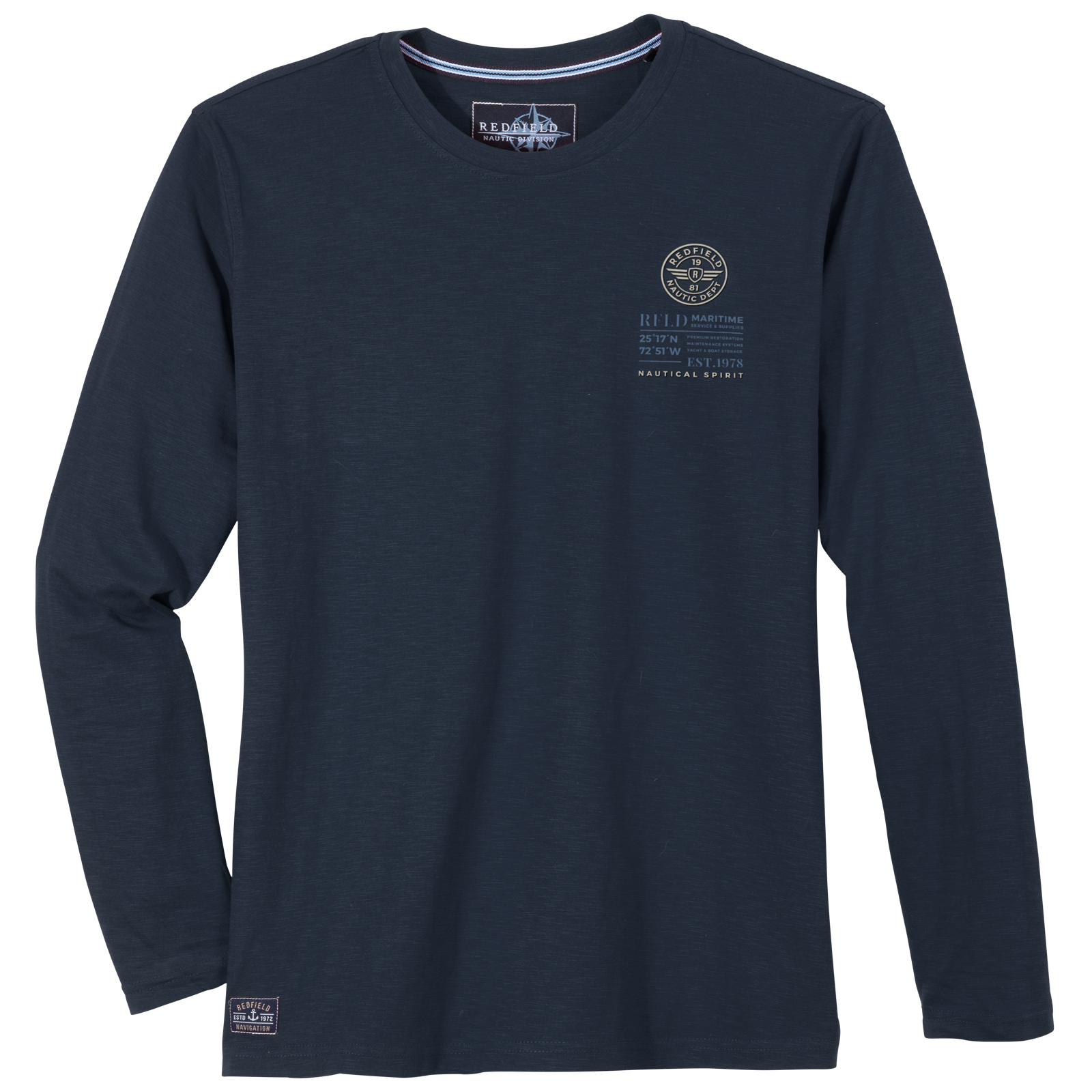 Redfield t-shirt lange mouw grote maat blauw Nautical Spirit