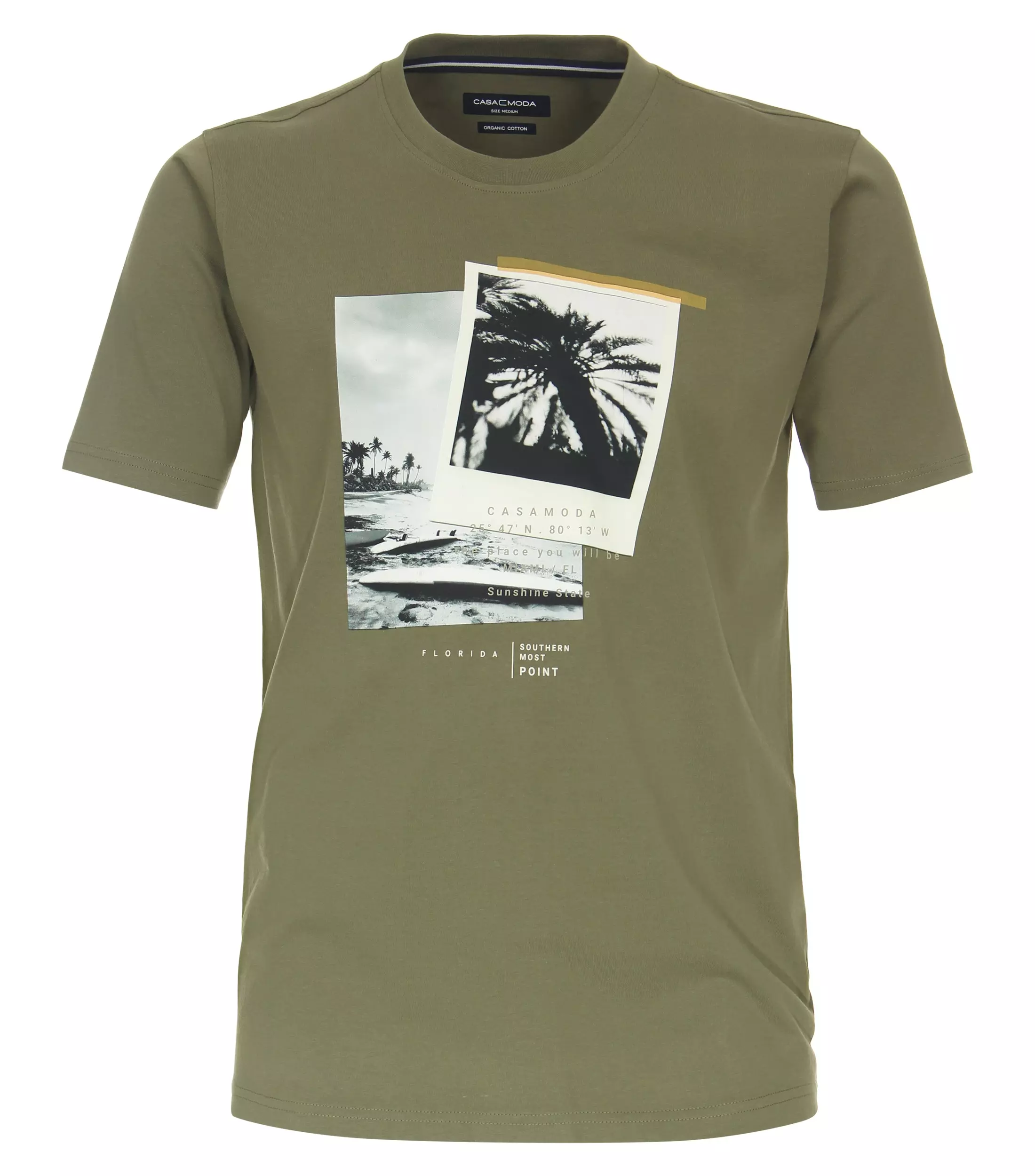 Casa Moda t-shirt grote maat olijfgroen Florida