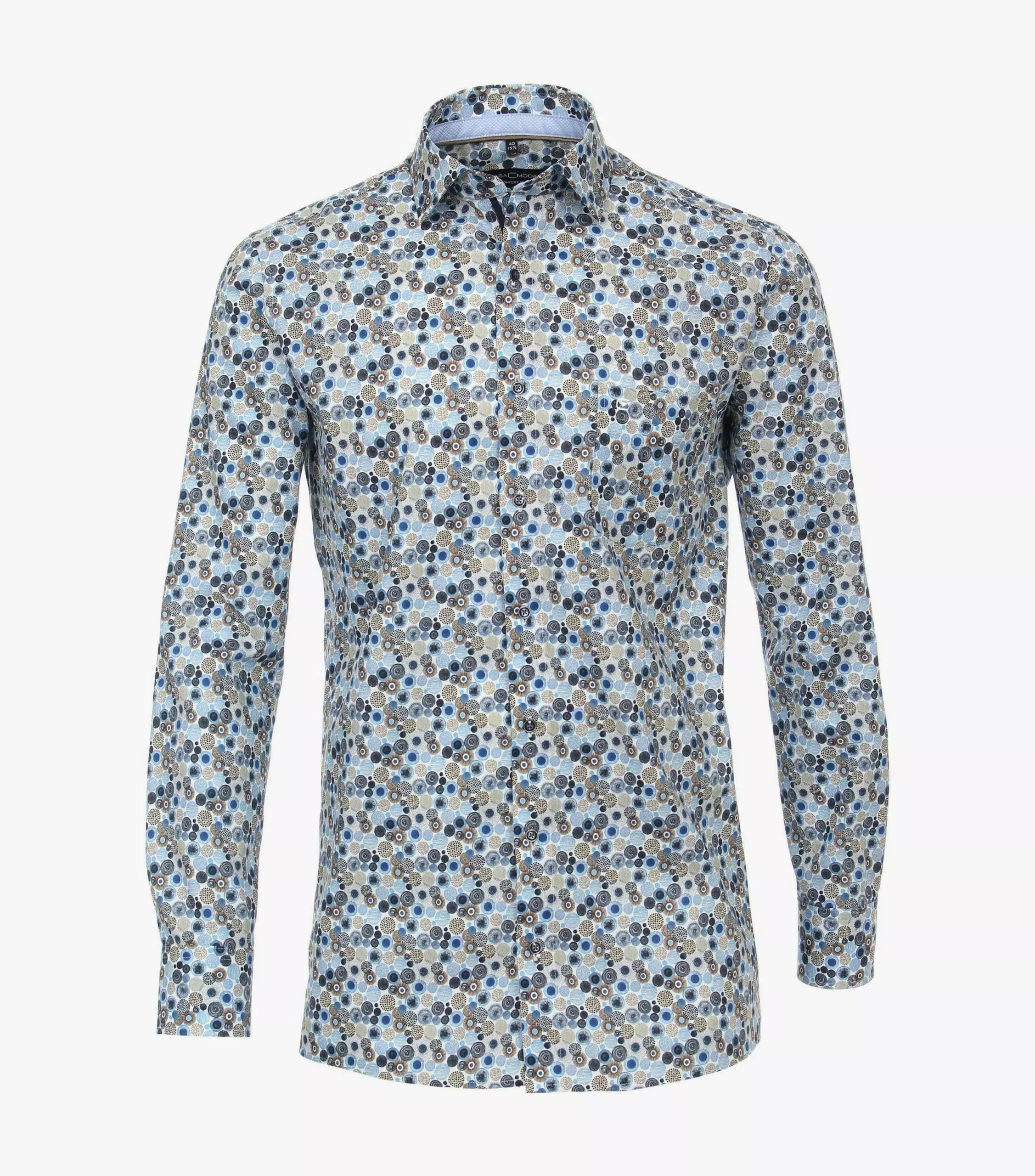 Casa Moda overhemd grote maat lange mouw blauw fantasie design